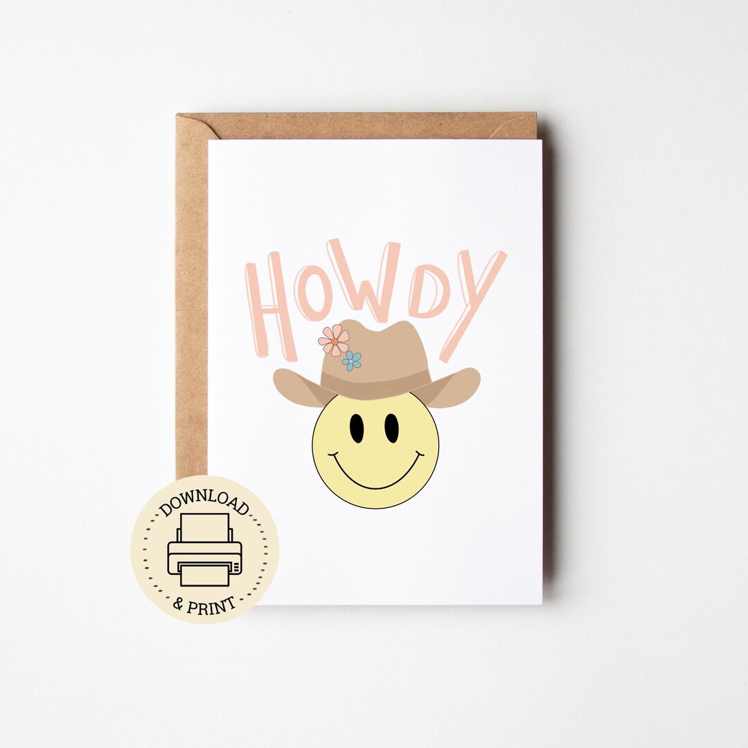 Howdy Greeting Card| Printable Card| Digital Download| Reusable ...