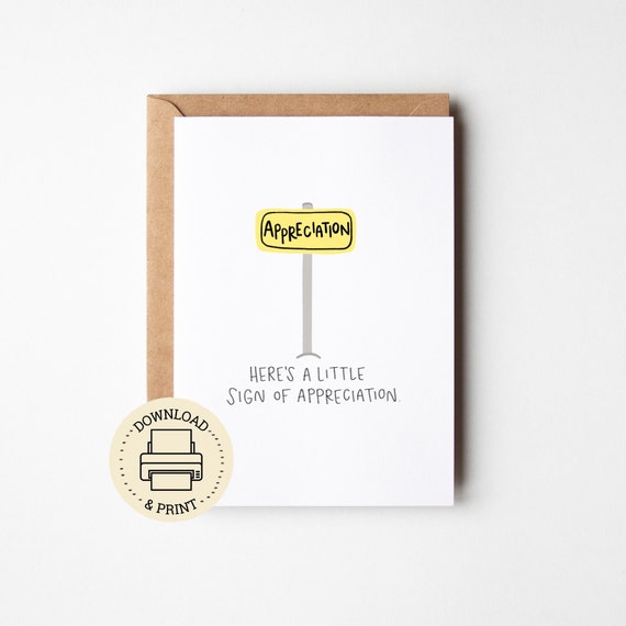 Appreciation Thank You Greeting Card Printable Card - Etsy