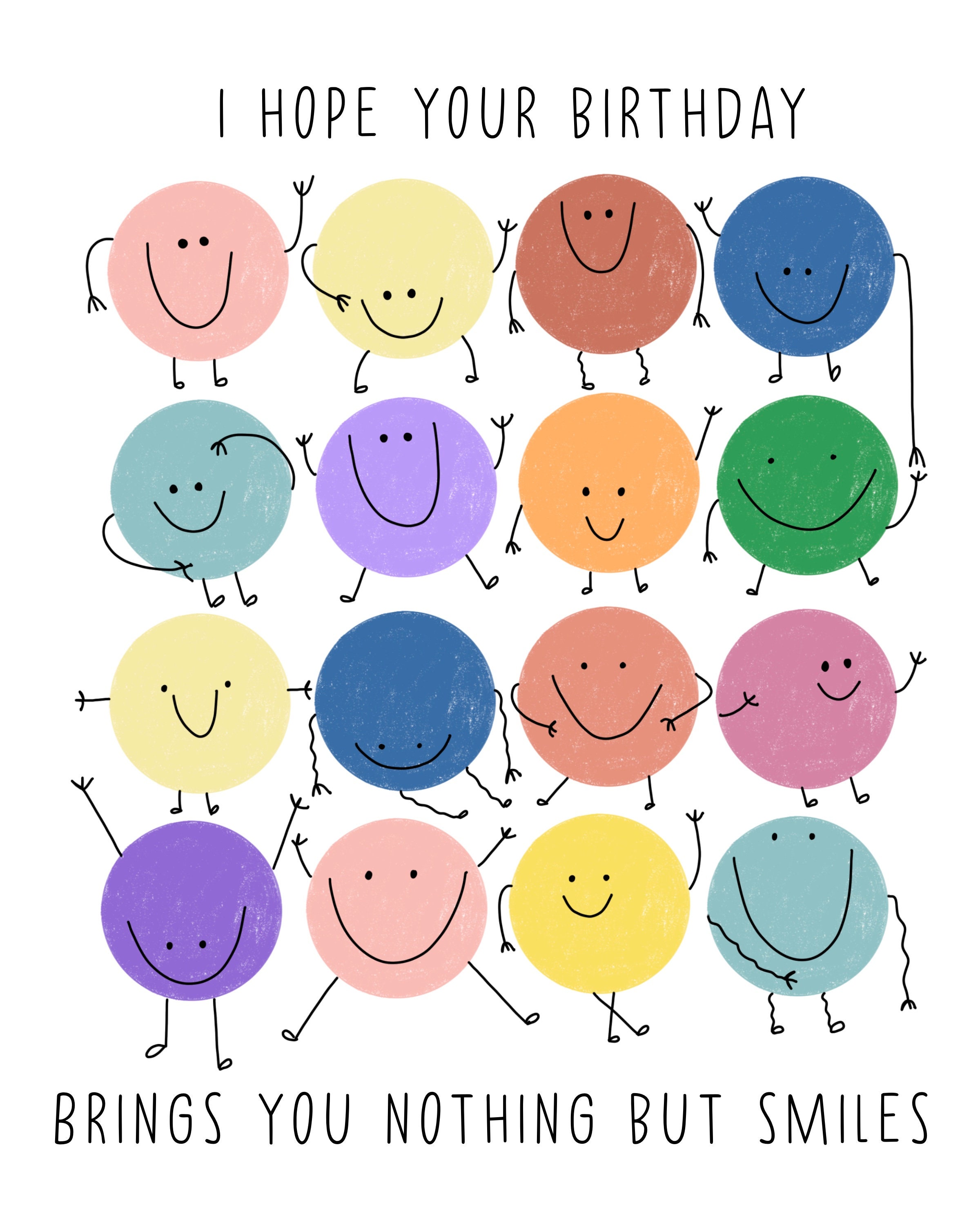 Smiley Birthday Card| Printable Card| Digital Download| Reusable ...