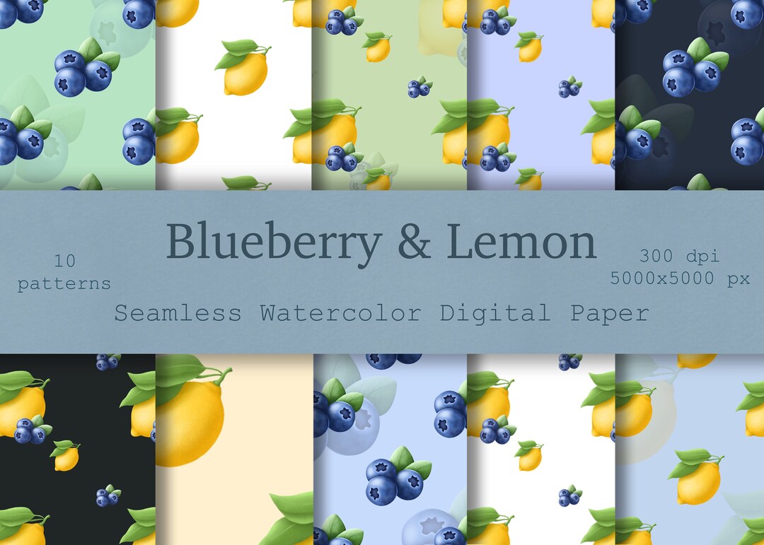 Summer Digital Paper, Lemon Digital Paper, Blueberry Digital Paper ...