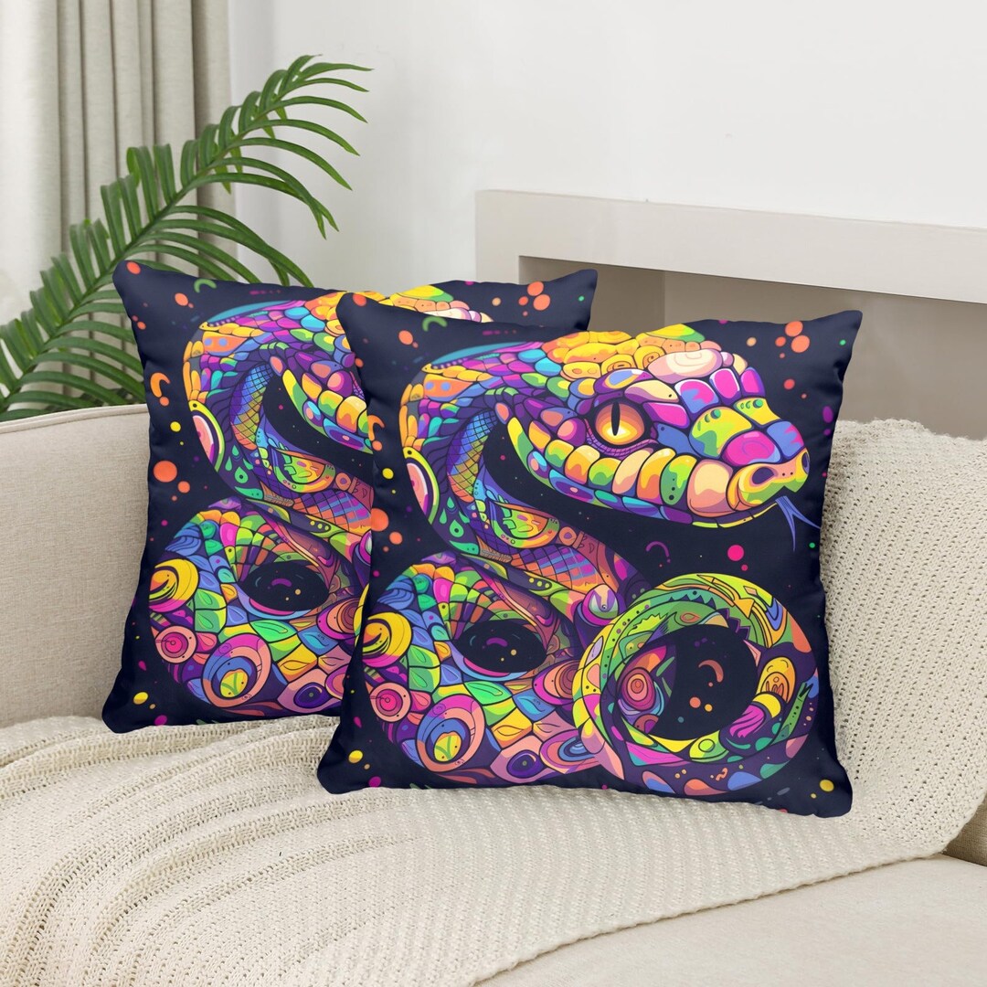 Psychedelic Cartoon Snake Peach Skin Set of 2 Pillowcase - Etsy