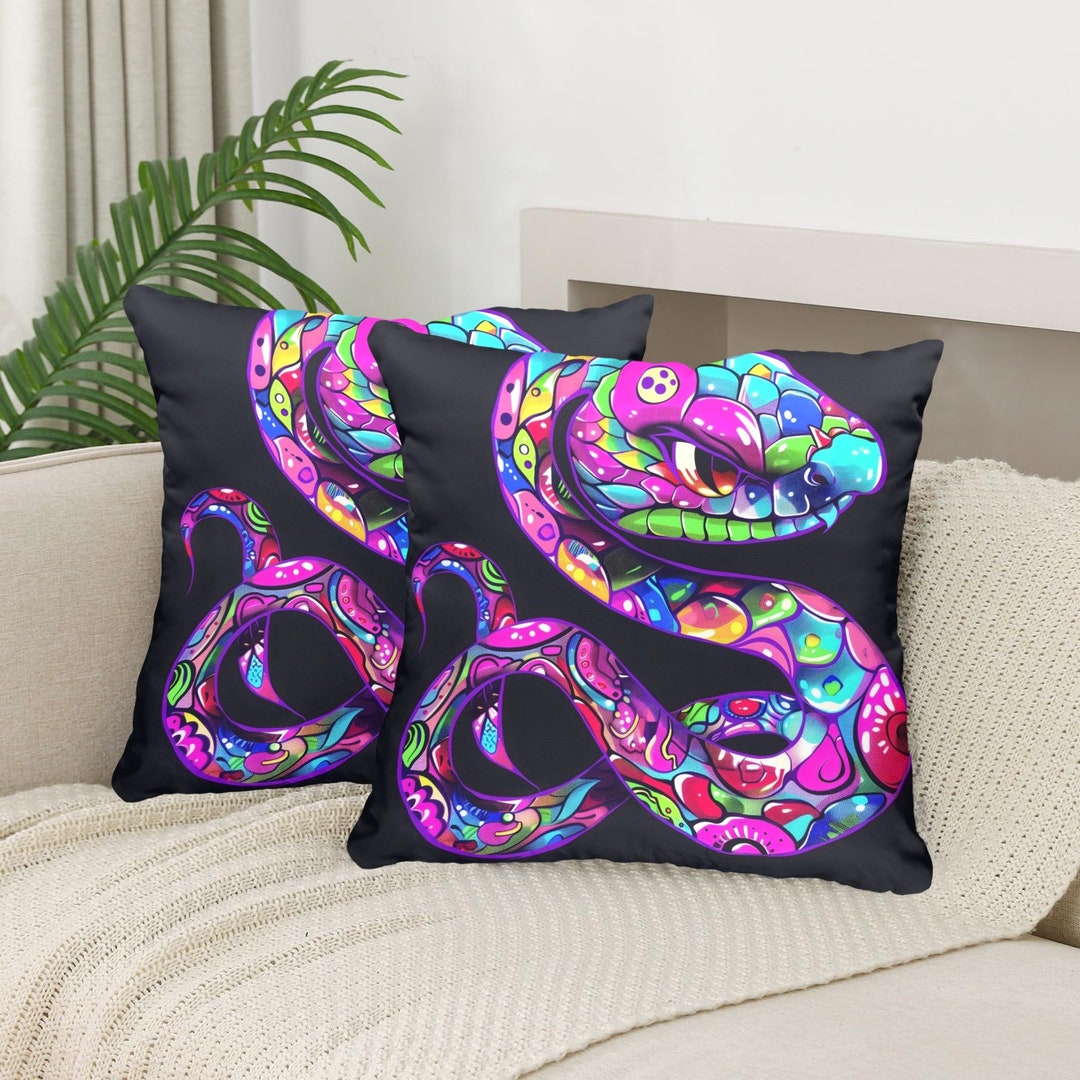 Psychedelic Cartoon Snake Peach Skin Set of 2 Pillowcase - Etsy