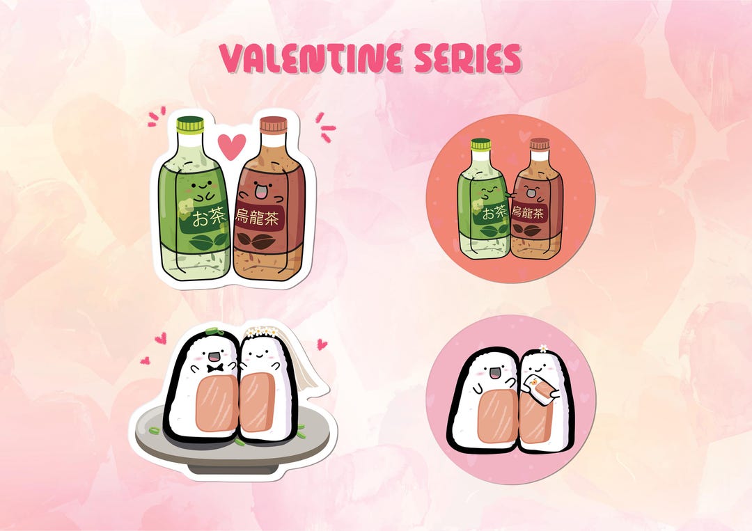 Cute Valentine Vinyl Sticker | Kawaii Stickers, Sushi Stickers | Cute ...