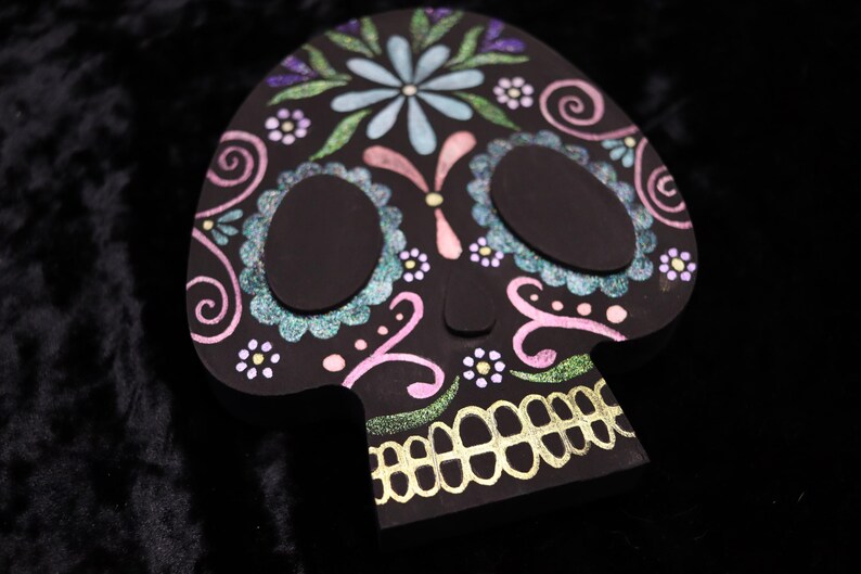 Hand-painted Shimmering Sugar Skull Painting - Halloween/dia De Los ...