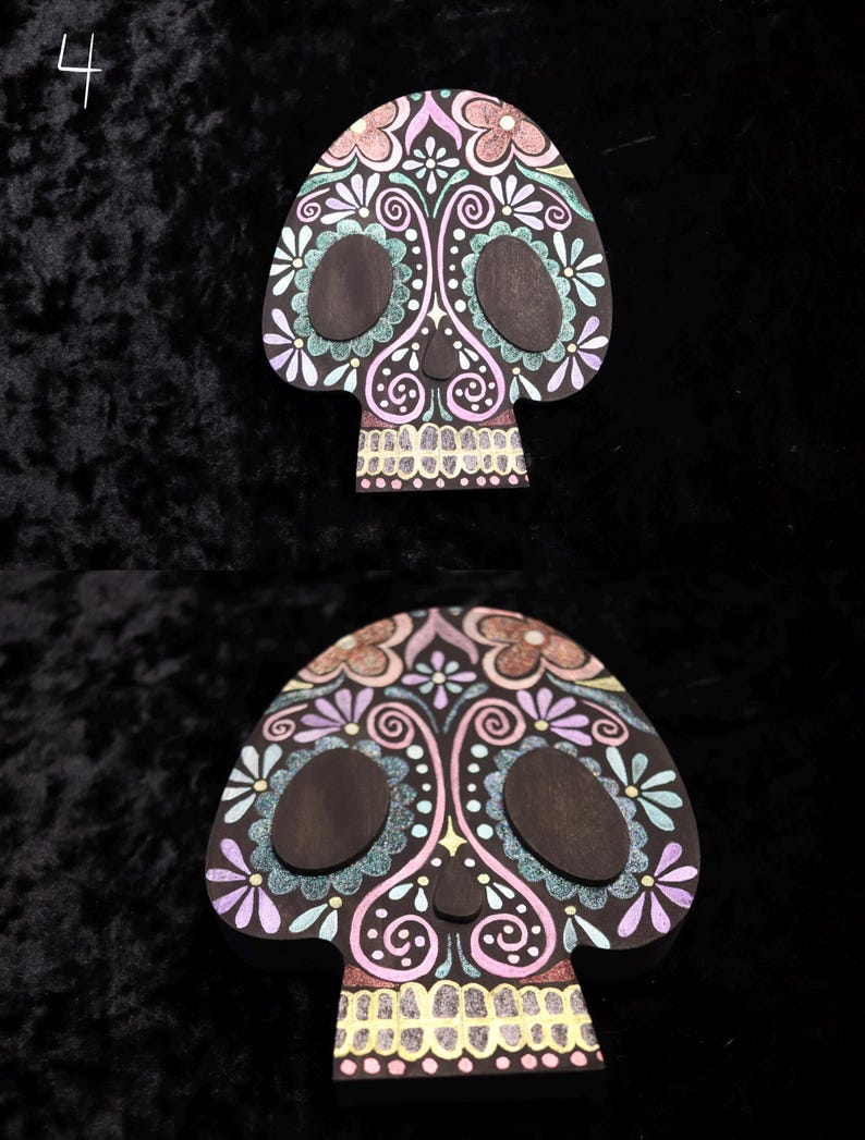 Hand-painted Shimmering Sugar Skull Painting - Halloween/dia De Los ...