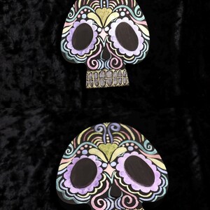 Hand-painted Shimmering Sugar Skull Painting - Halloween/dia De Los ...