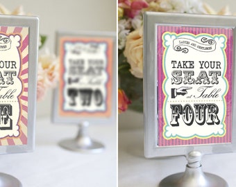 Wedding Table Numbers 6-10, Printable, Carnival Circus Theme, Instantly ...