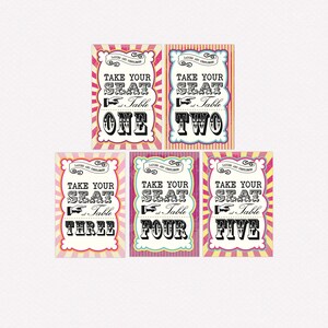 Wedding Table Numbers 1-5, Printable, Carnival Circus Theme, Instantly ...