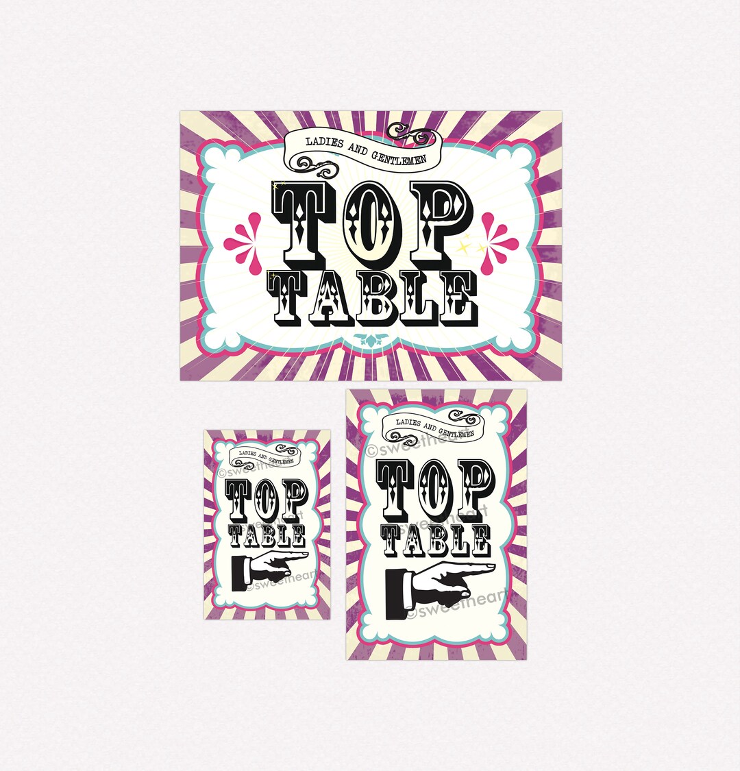 Wedding Top Table Sign, Carnival Circus, Instantly Printable ...