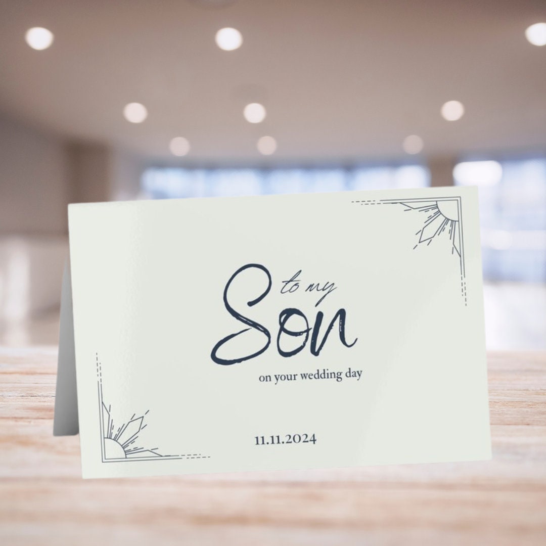 To My Son on Your Wedding Day Card Personalized With Date Greeting Card ...
