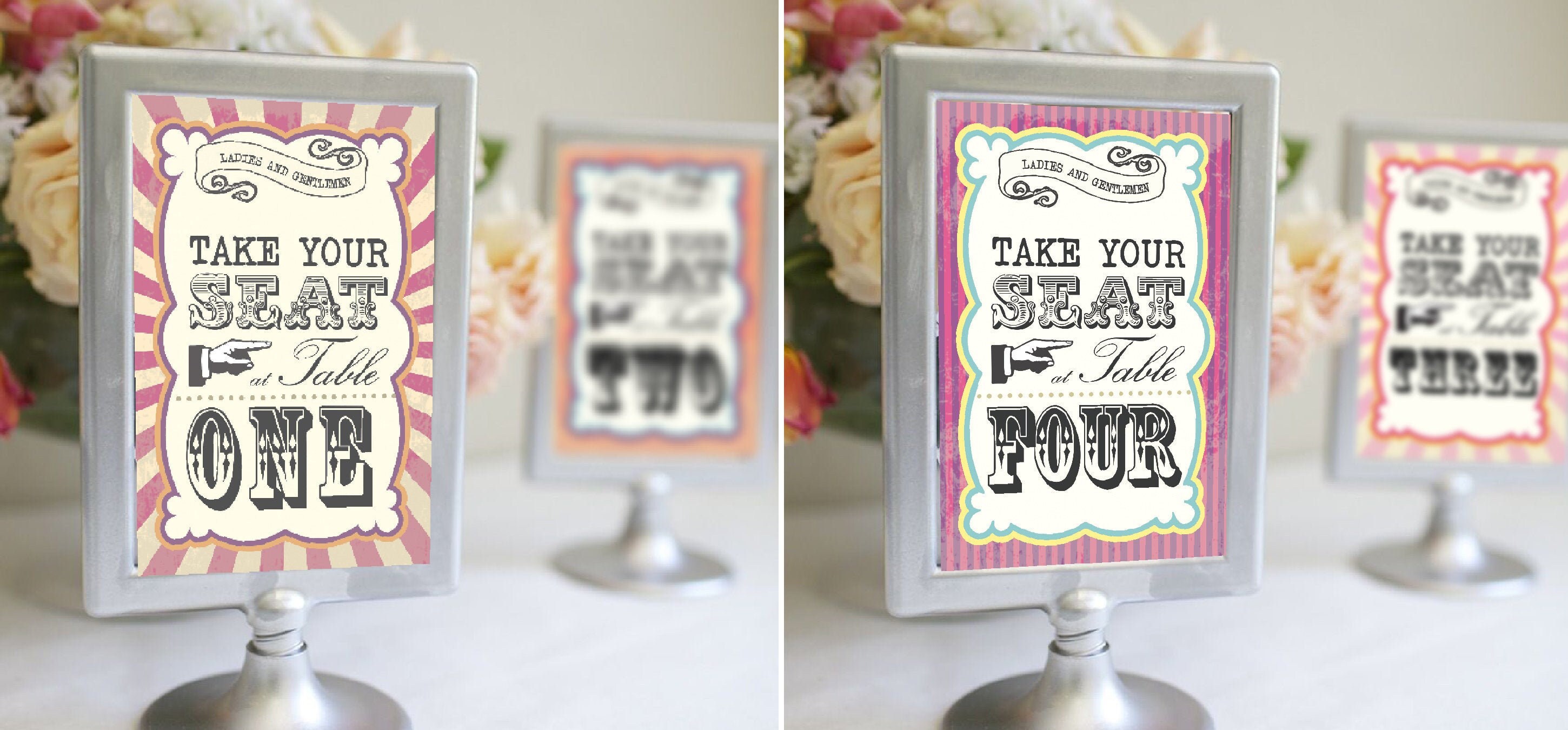 Wedding Table Numbers 1-5, Printable, Carnival Circus Theme, Instantly ...