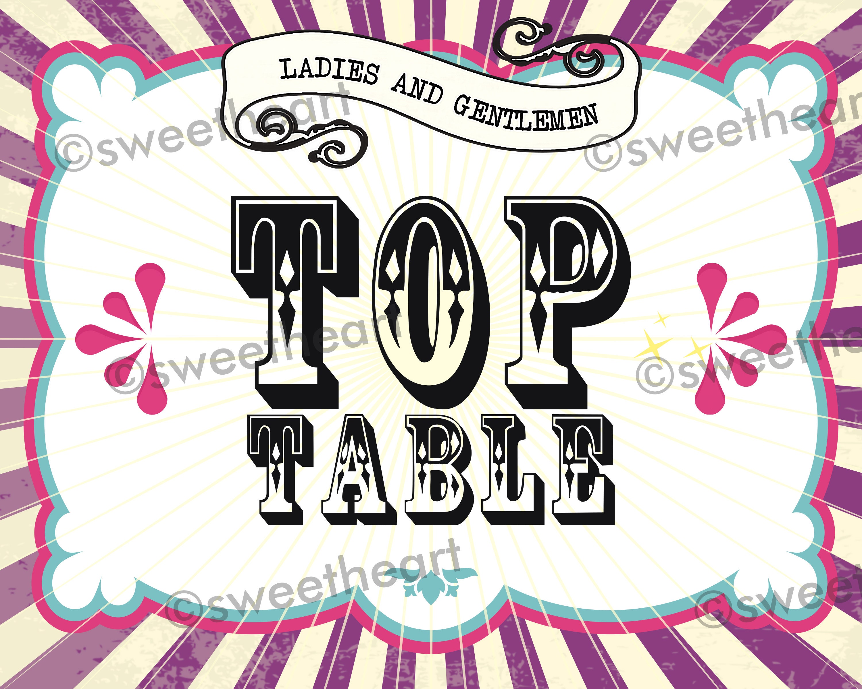 Wedding Top Table Sign, Carnival Circus, Instantly Printable ...