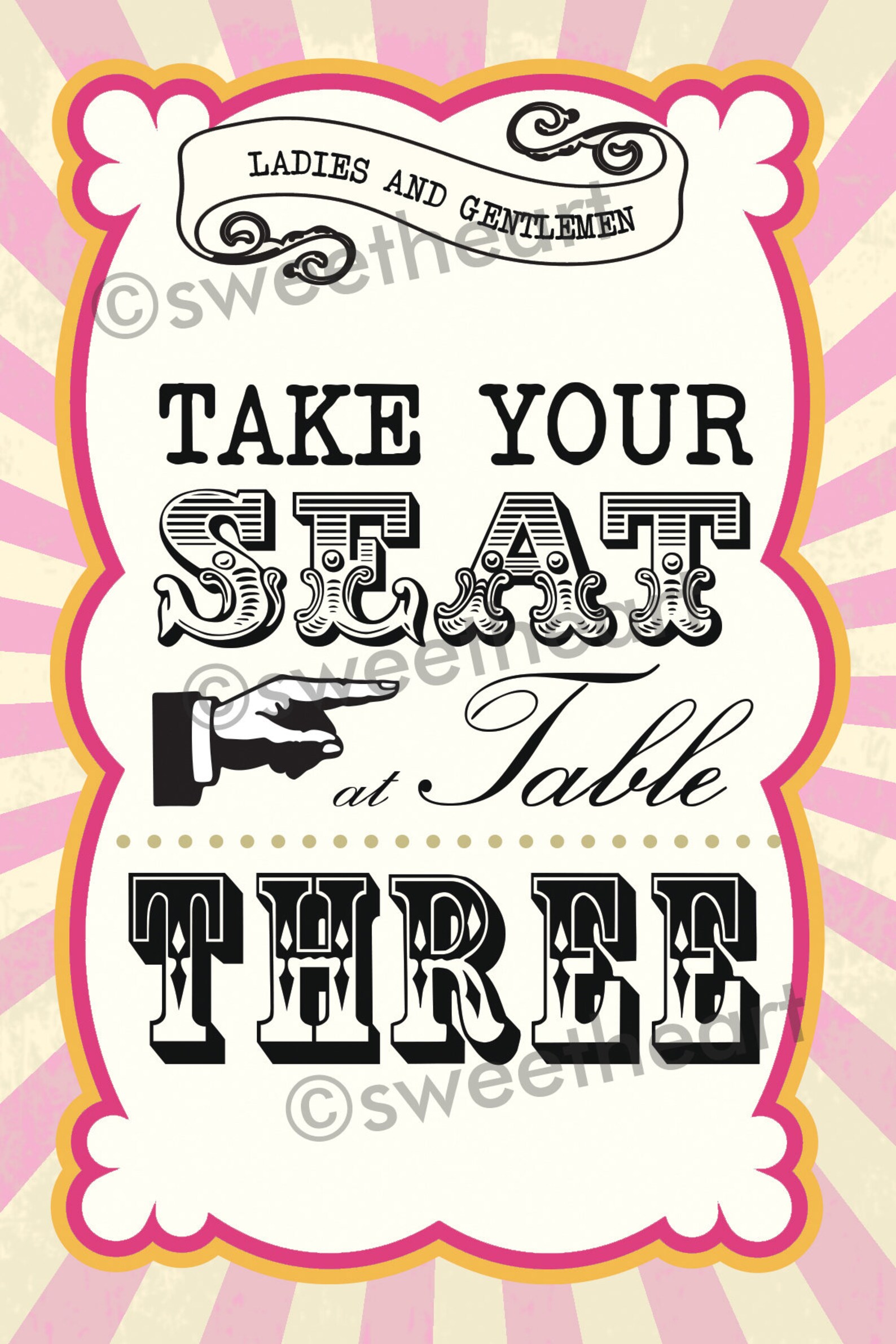 Wedding Table Numbers 1-5, Printable, Carnival Circus Theme, Instantly ...