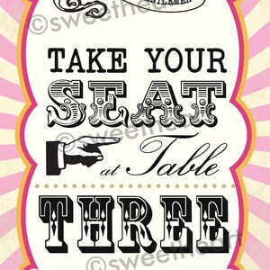 Wedding Table Numbers 1-5, Printable, Carnival Circus Theme, Instantly ...