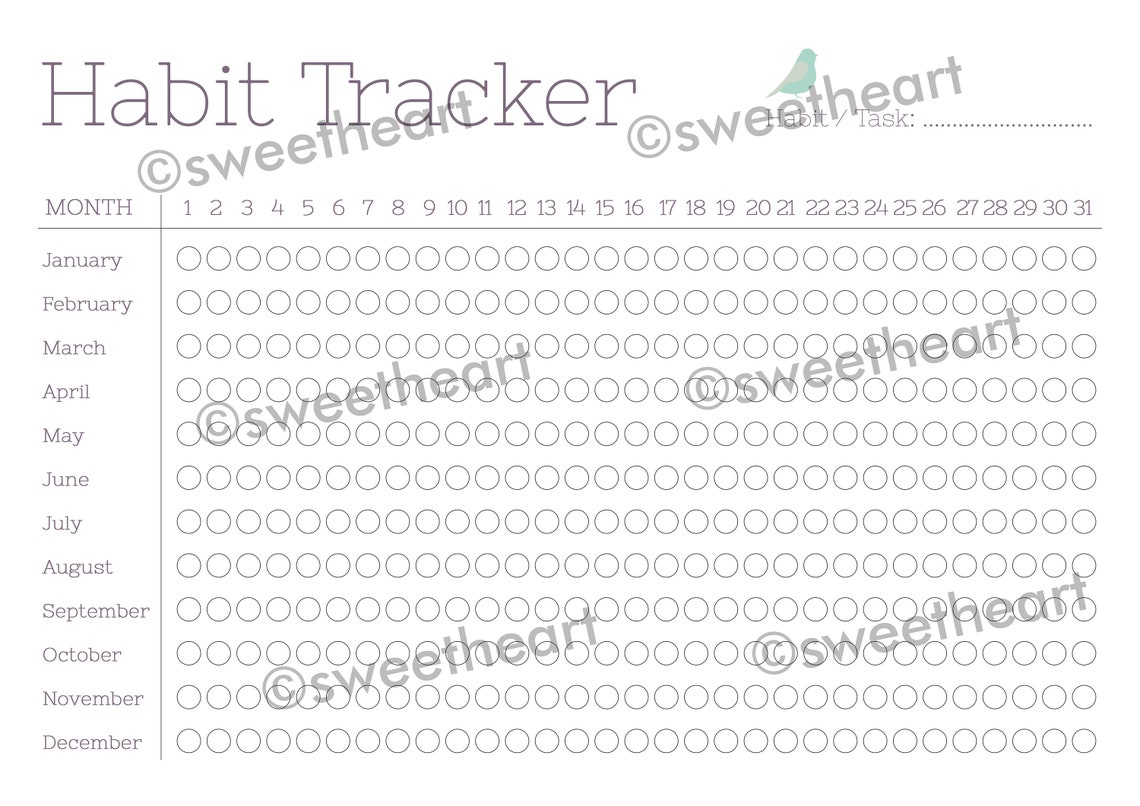 Habit Tracker, Task Organiser, A4, Printable - Etsy