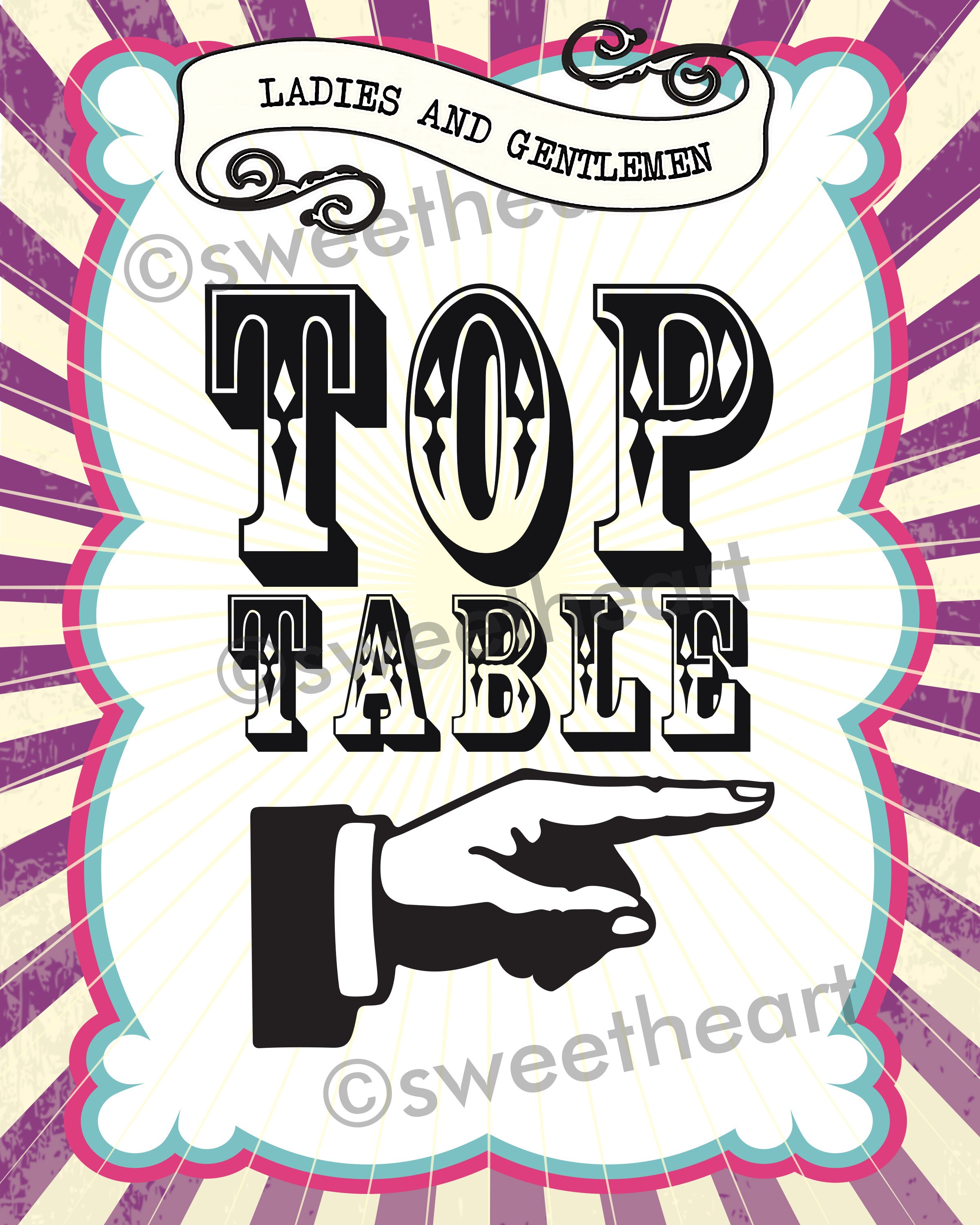 Wedding Top Table Sign, Carnival Circus, Instantly Printable ...