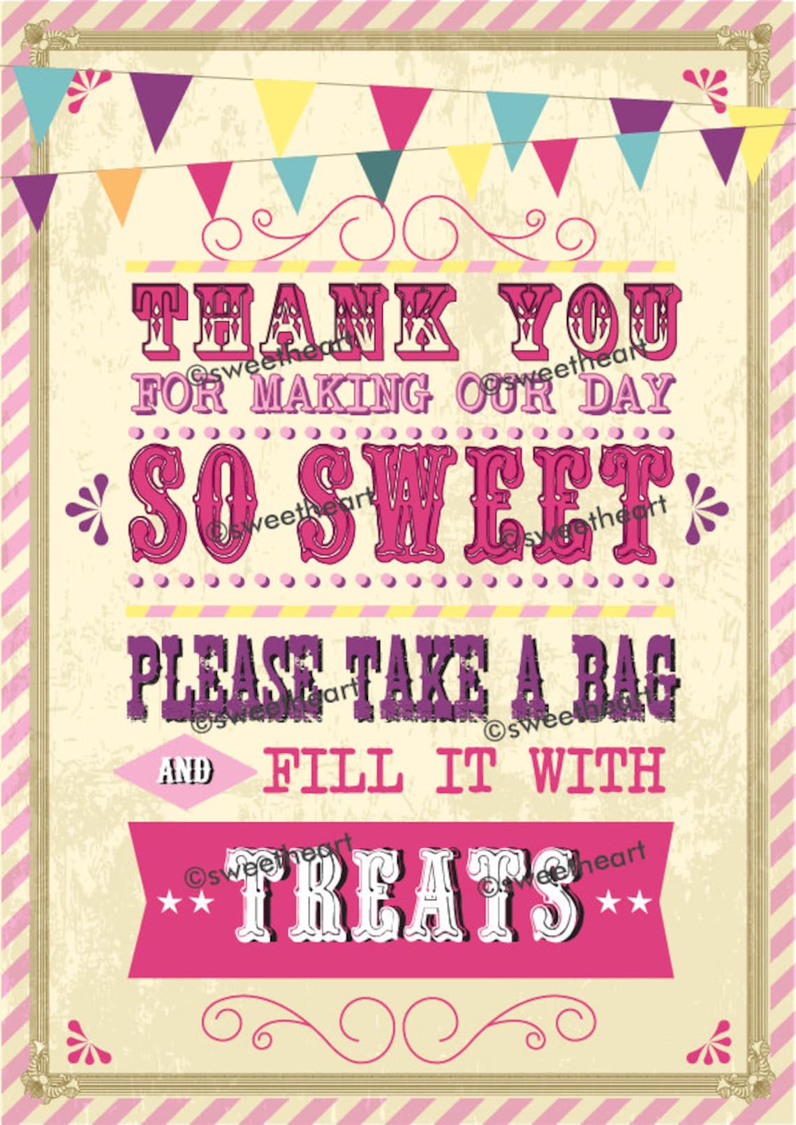 Thank You Treats Sign, A4, Printable, for Wedding or Party, Instantly ...