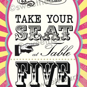 Wedding Table Numbers 1-5, Printable, Carnival Circus Theme, Instantly ...