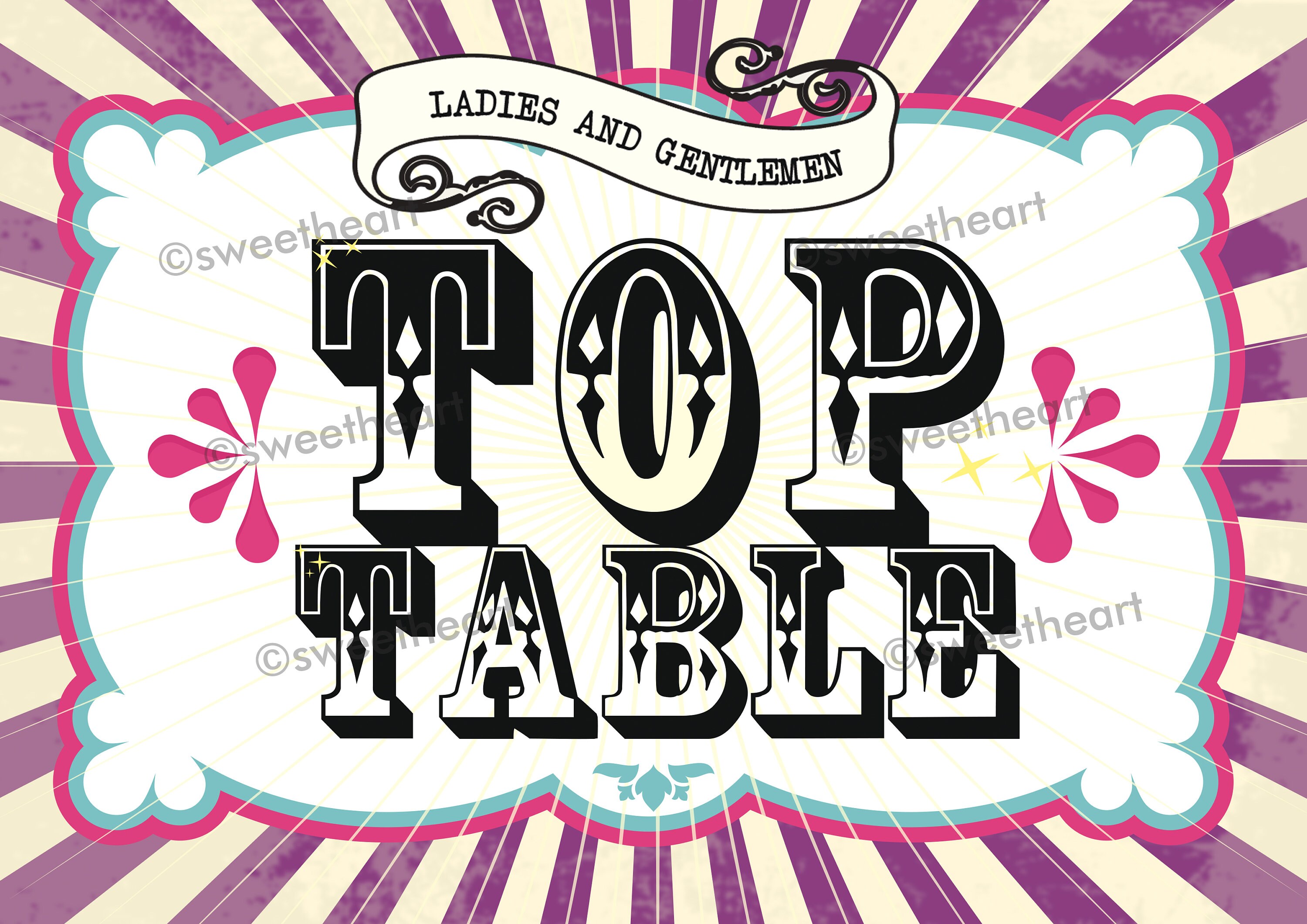 Wedding Top Table Sign, Carnival Circus, Instantly Printable ...