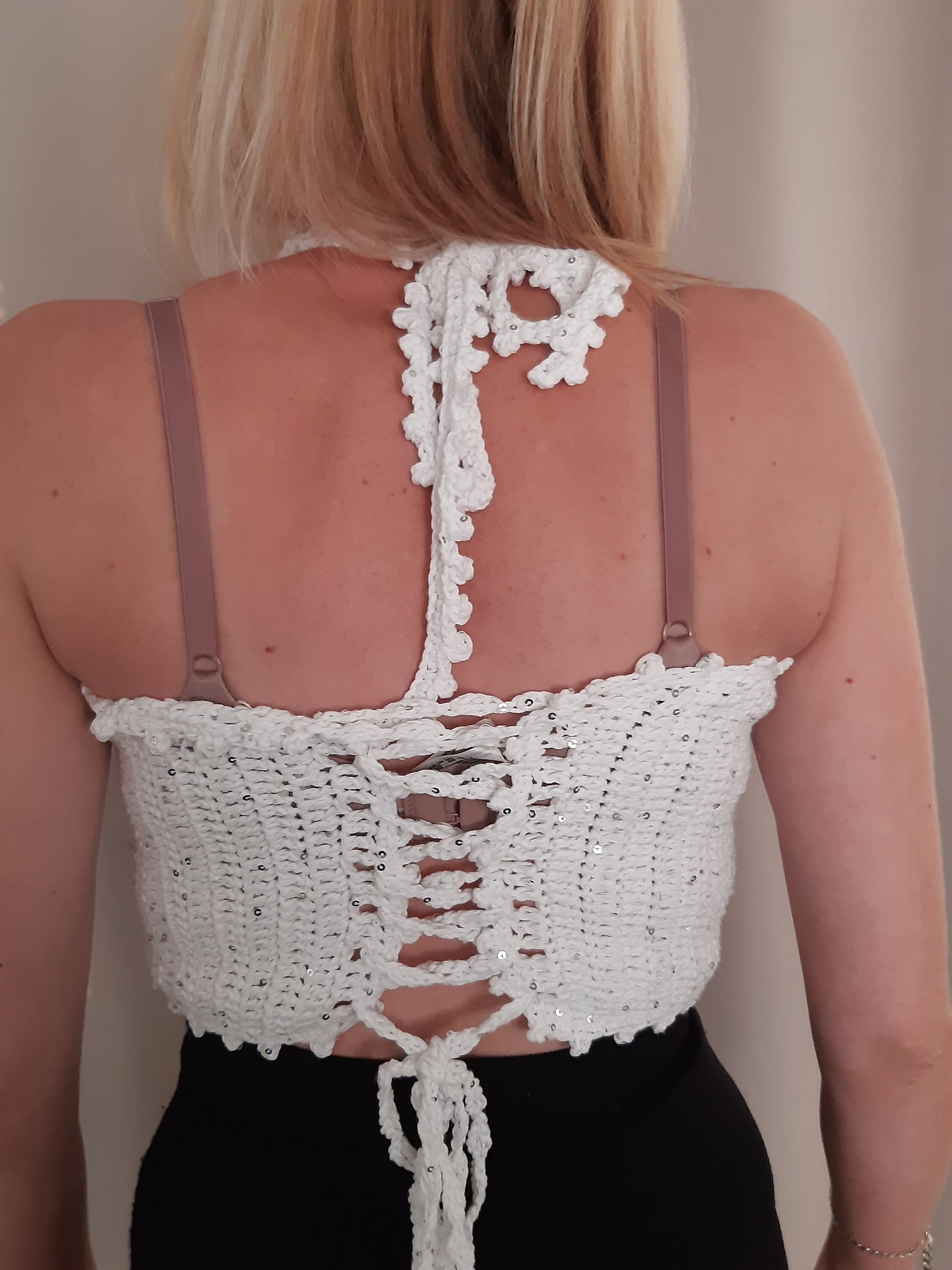 Women Crochet Halter Tops Summer Tops Crop Crocher Party Top Crochet ...