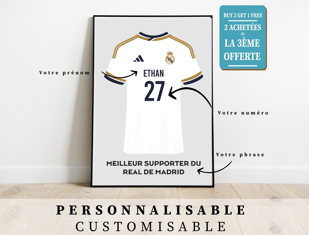 Affiche Personnalisée Du Maillot Real Madrid : Déco Murale Parfaite ...