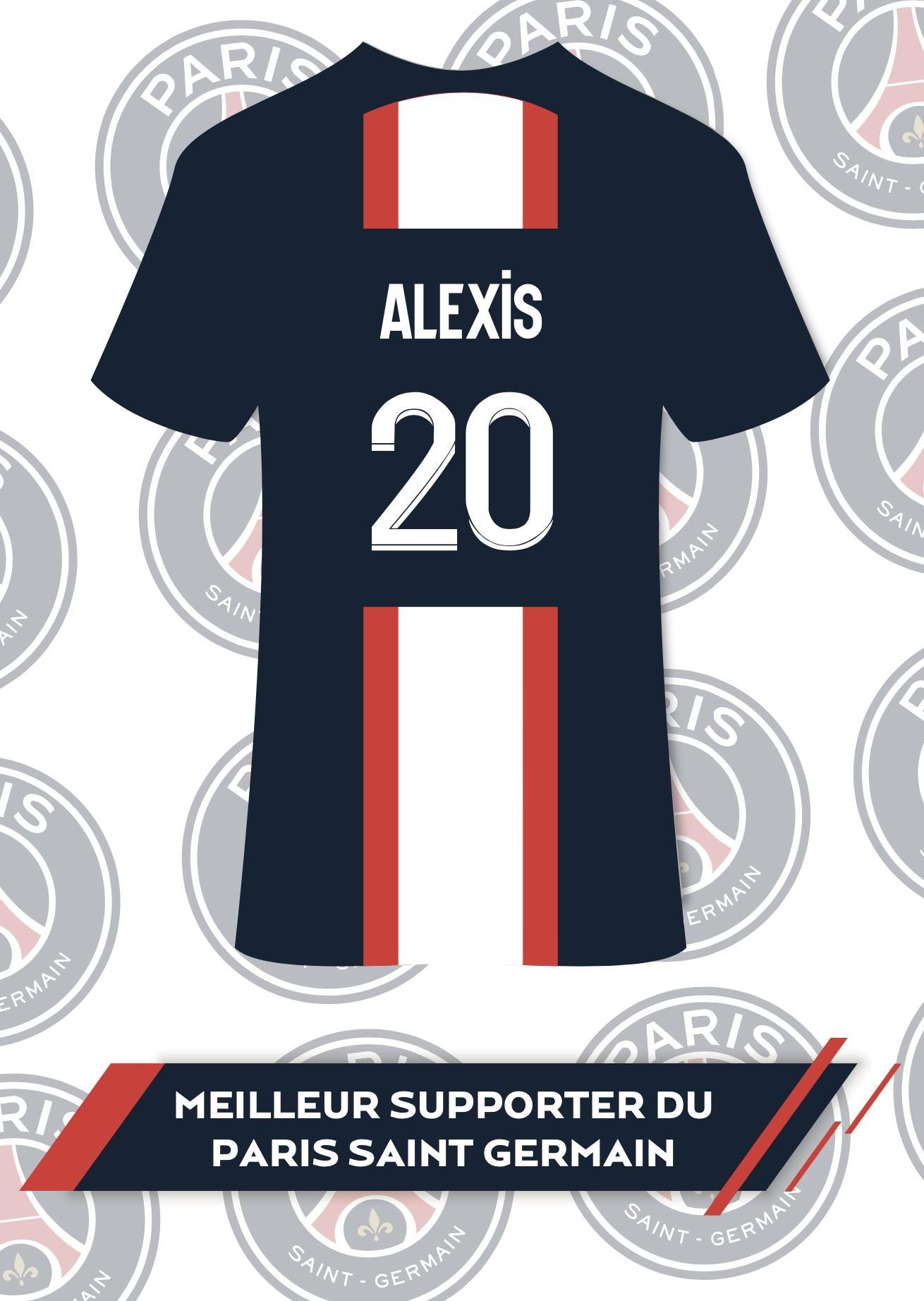 Personalized PSG Football Poster - Football Poster With Name - Gift for ...