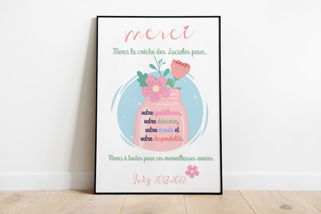 Gift Poster Thank You Nursery - School - Atsem - Mistress - Nanny - Etsy