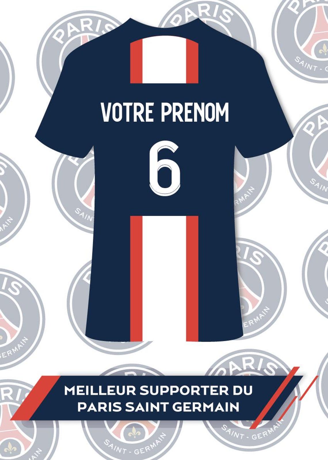 Personalized PSG Football Poster - Football Poster With Name - Gift for ...