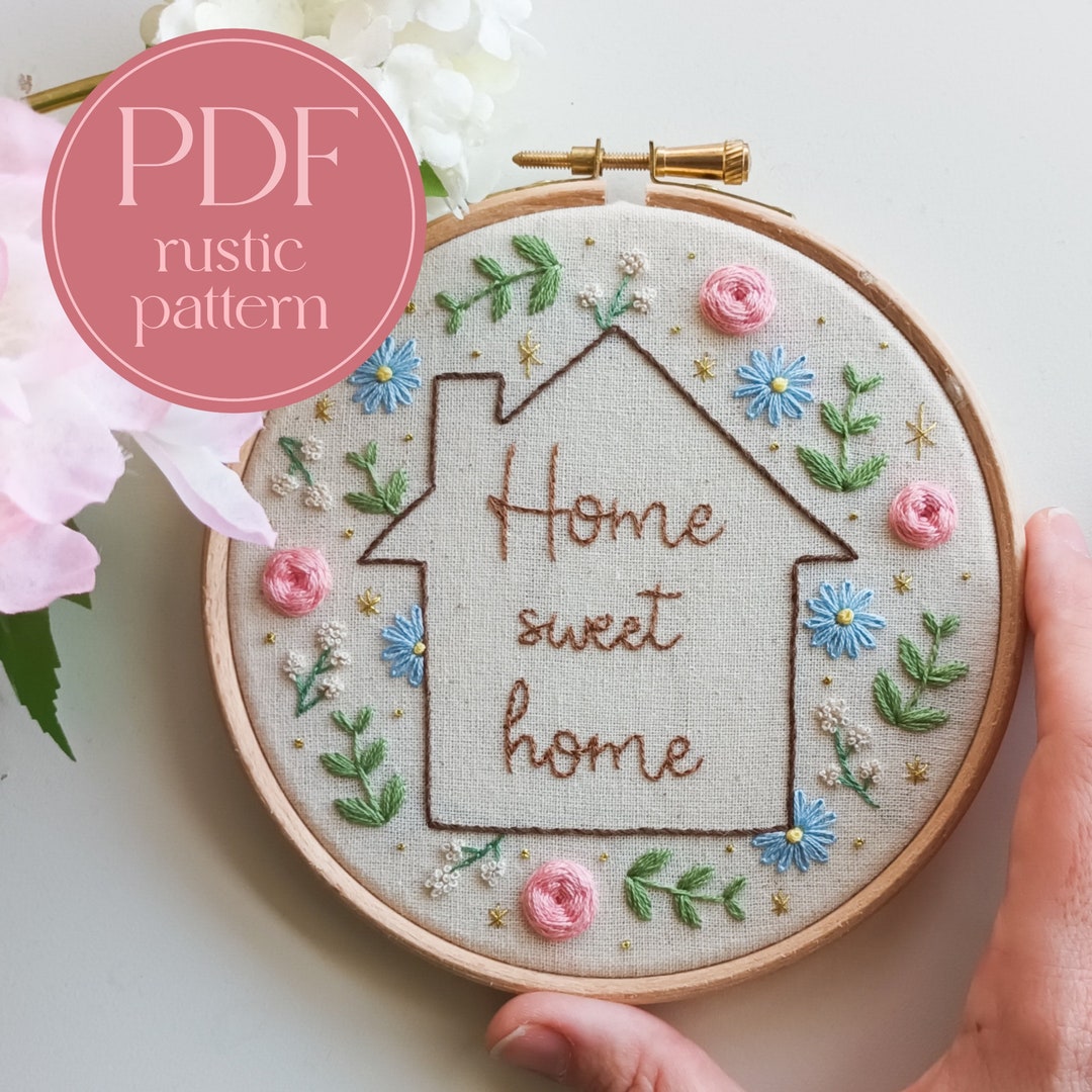 PDF Rustic Embroidery Template for Beginners Home Sweet Home - Etsy