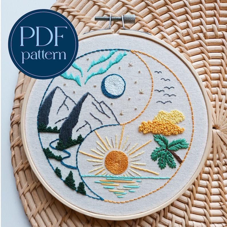 PDF Embroidery Pattern for Beginners - Balance - Etsy