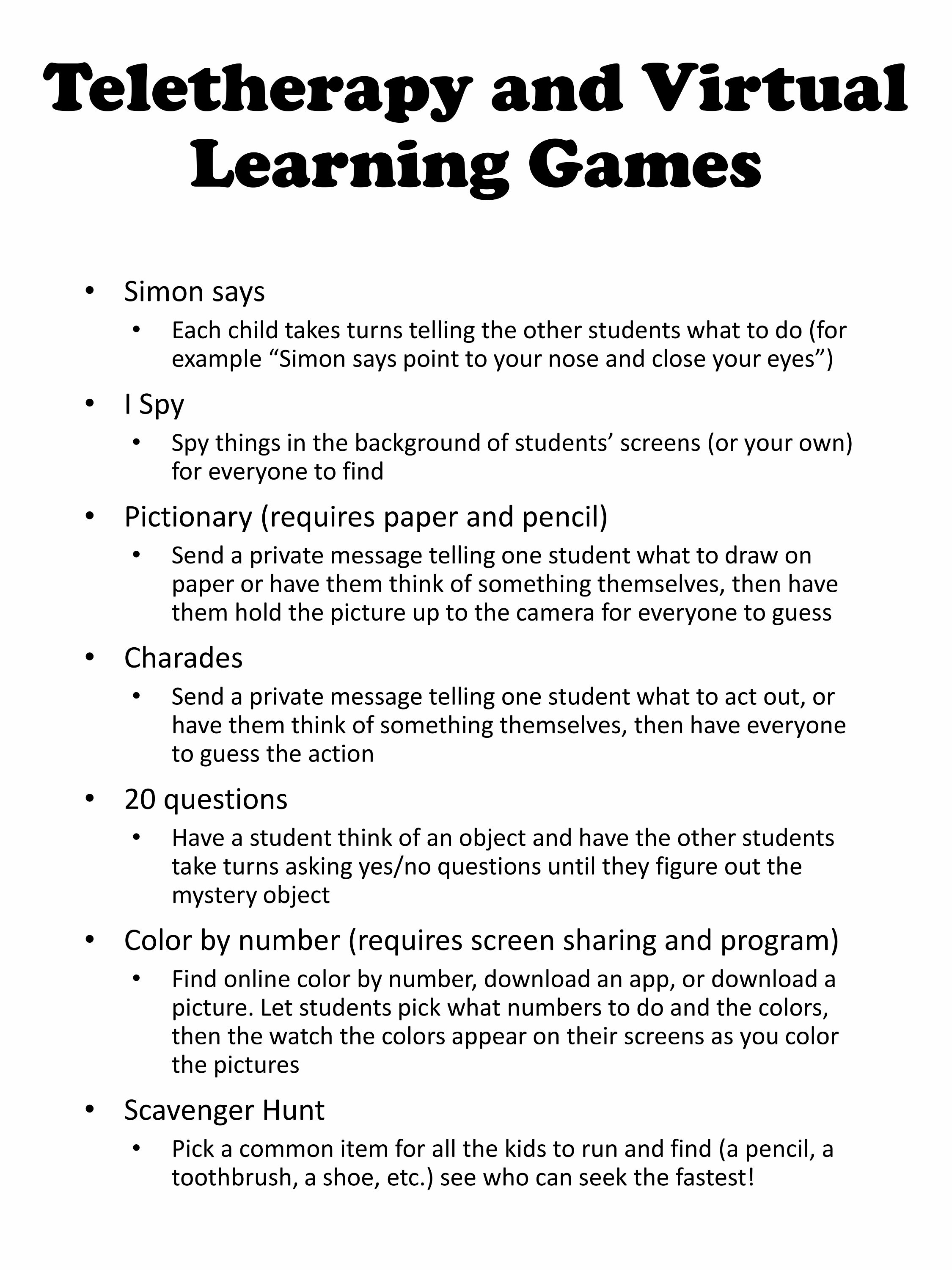 Teletherapy and Virtual Learning Games - Etsy