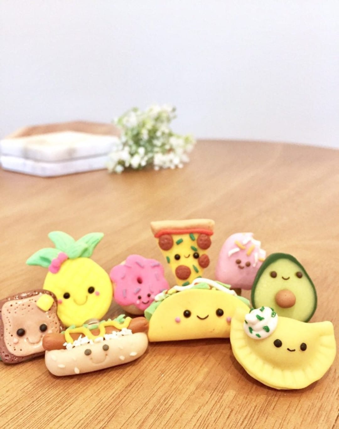 Cute Food Foodie Magnets- Set of 4-polymer Clay Decorative Magnets ...