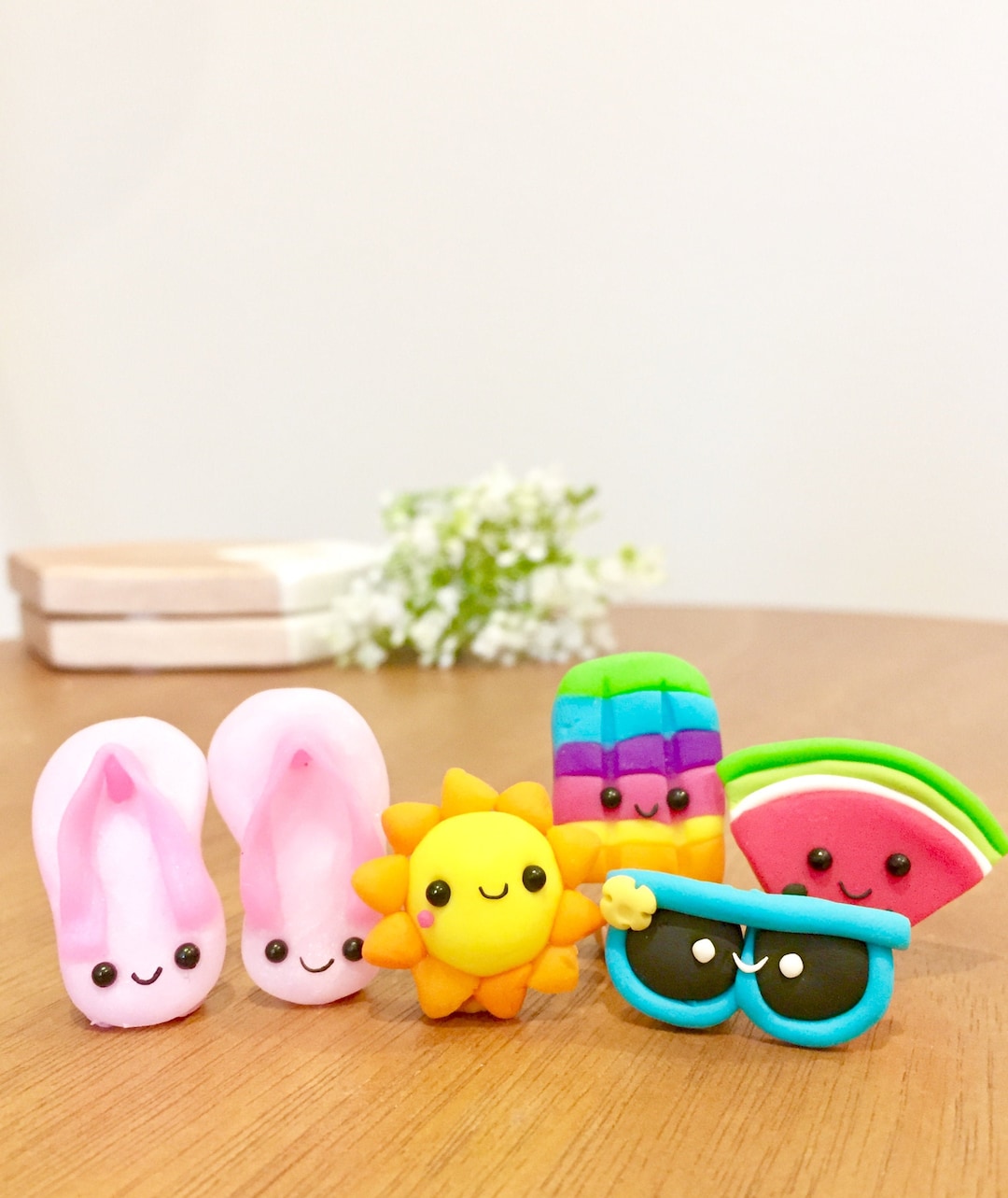 Summer Fun Magnet Set| Beach Decor| Summer Time Clay Bows| Summer ...