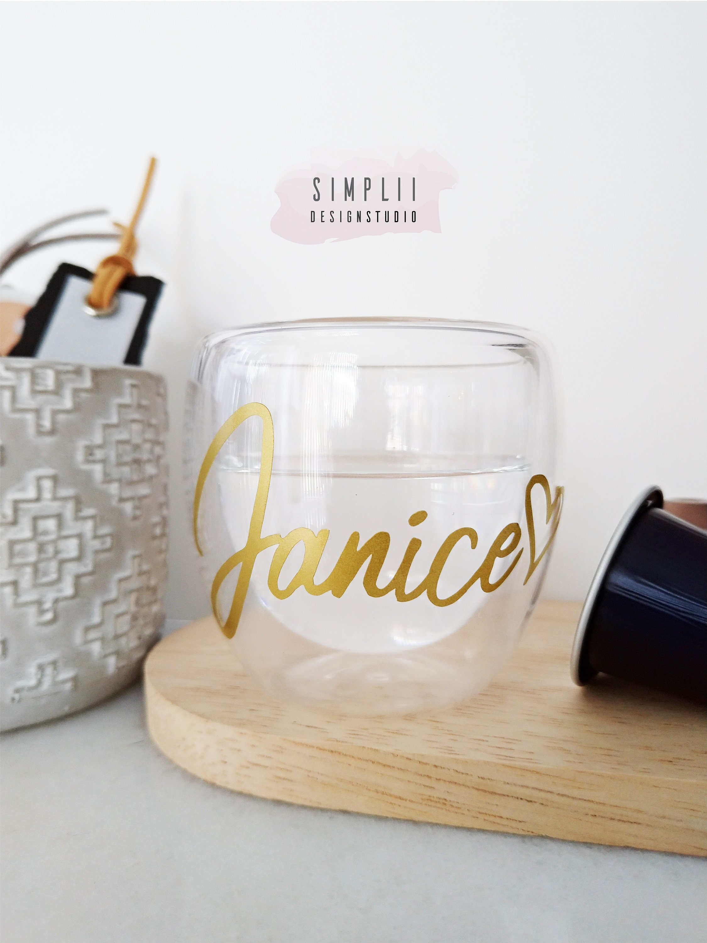 Personalized Double Wall Espresso Glass: Custom 3oz Coffee Cup - Etsy