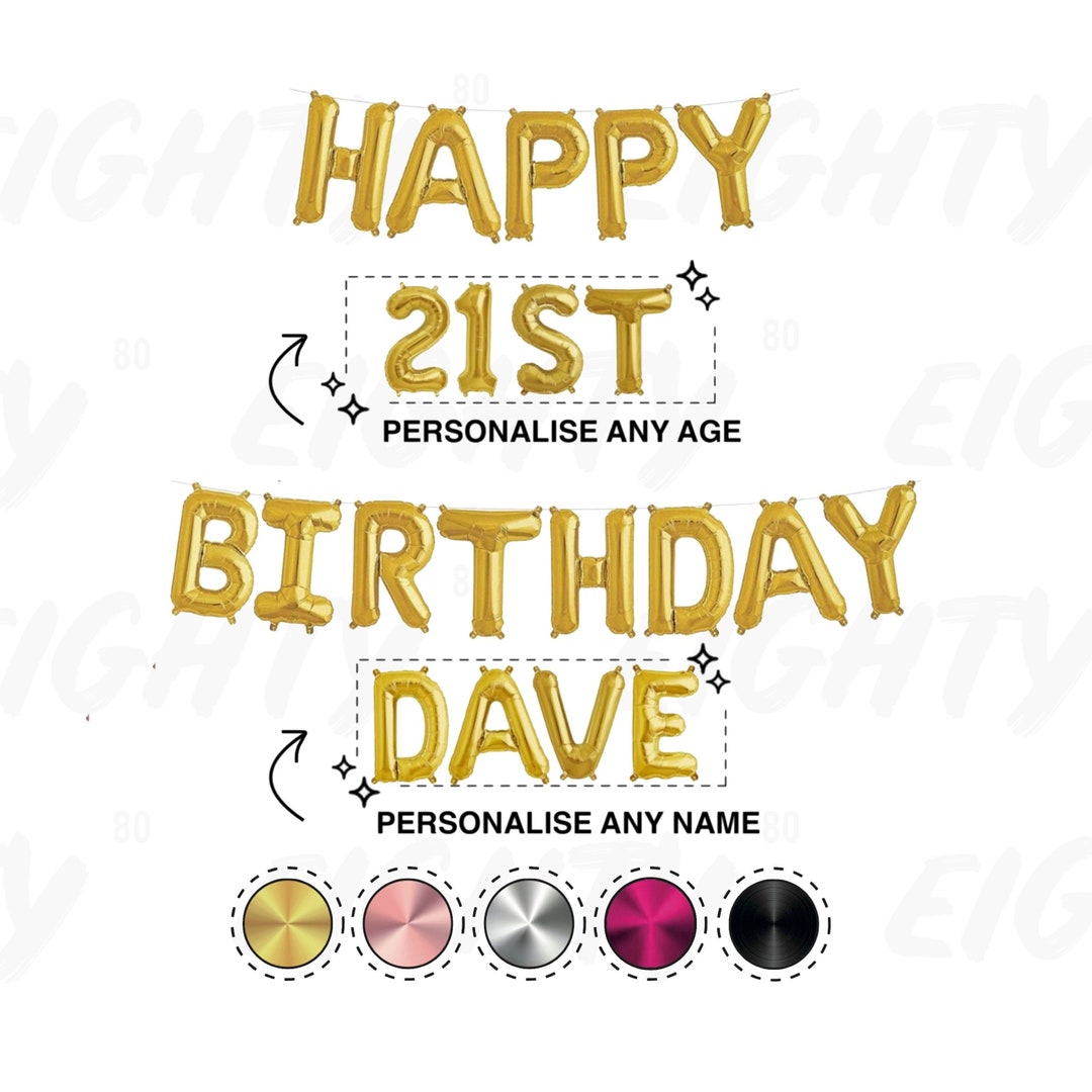 Personalised Happy Birthday- Add Name and / or Number - Etsy