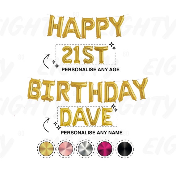 Personalised Happy Birthday Add Name and / or Number | Etsy