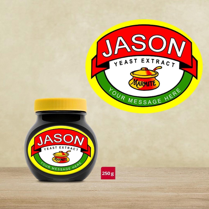 Personalised Customised Marmite Bottle Sticker Wrapper Jar Label for ...