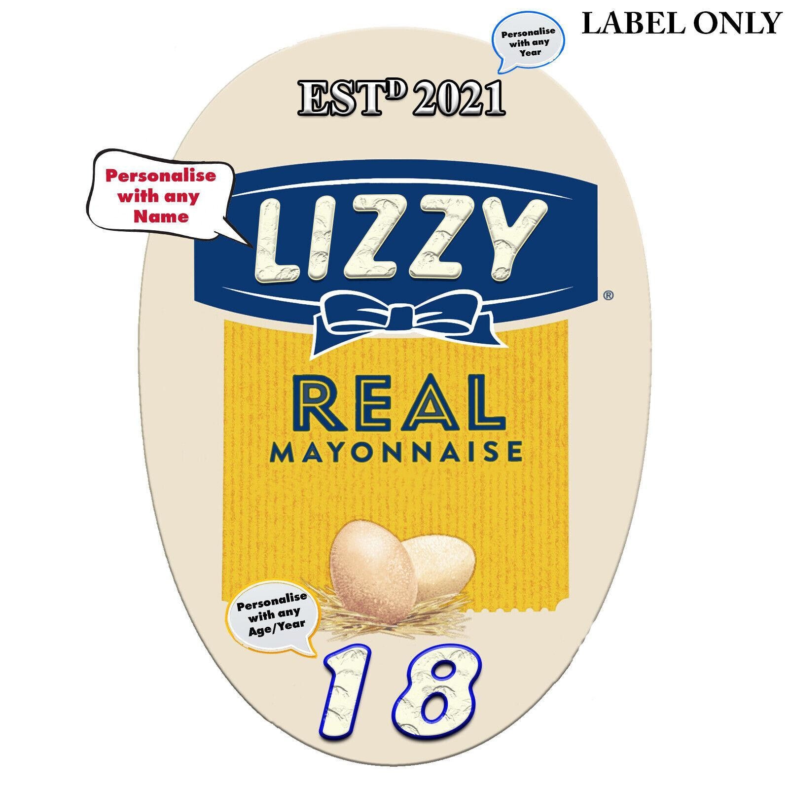 Personalised Sticker Bottle Label for Hellmanns Real Mayonnaise for ...