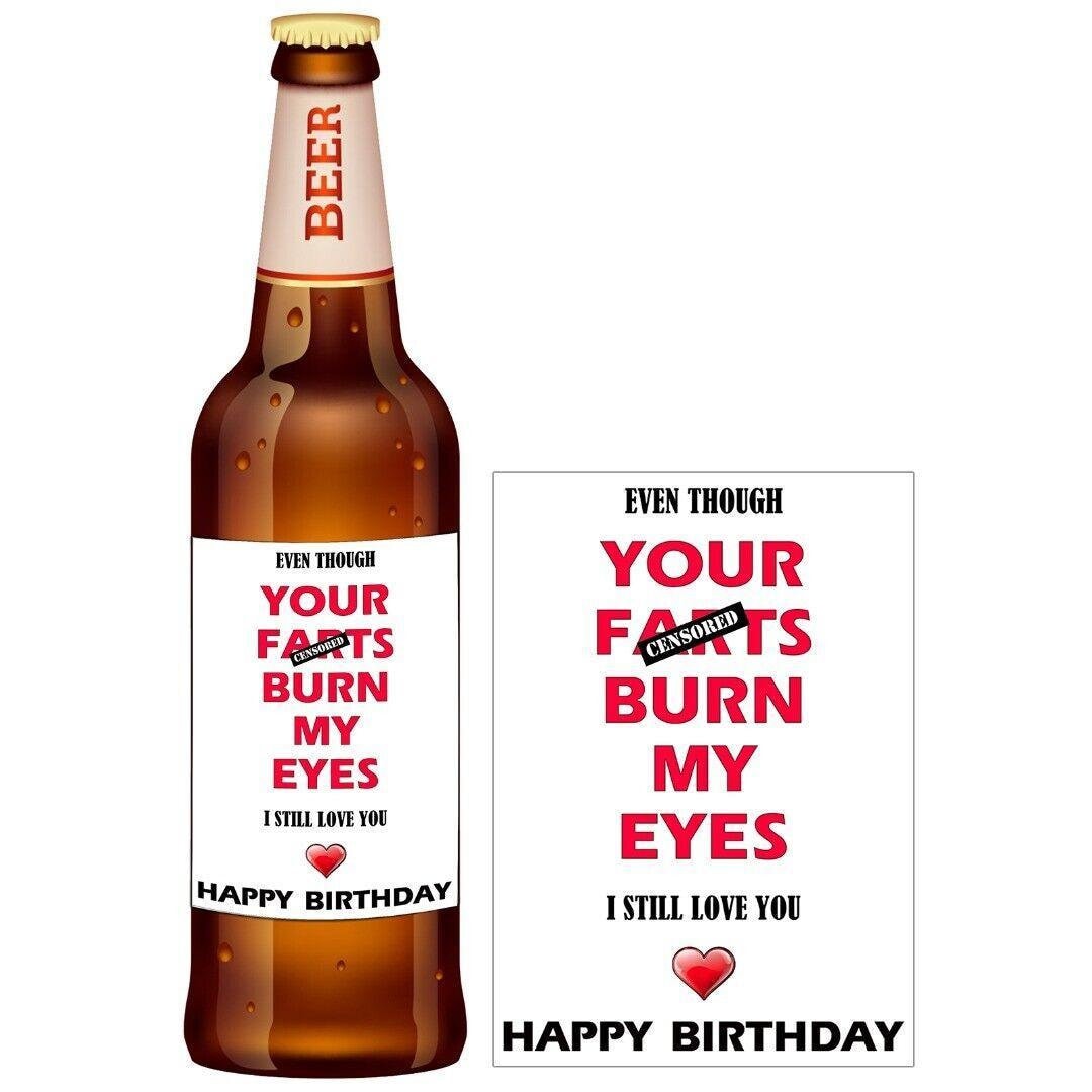 Personalised Bottle Label Farts Funny Rude Husband Men Women Him Her ...