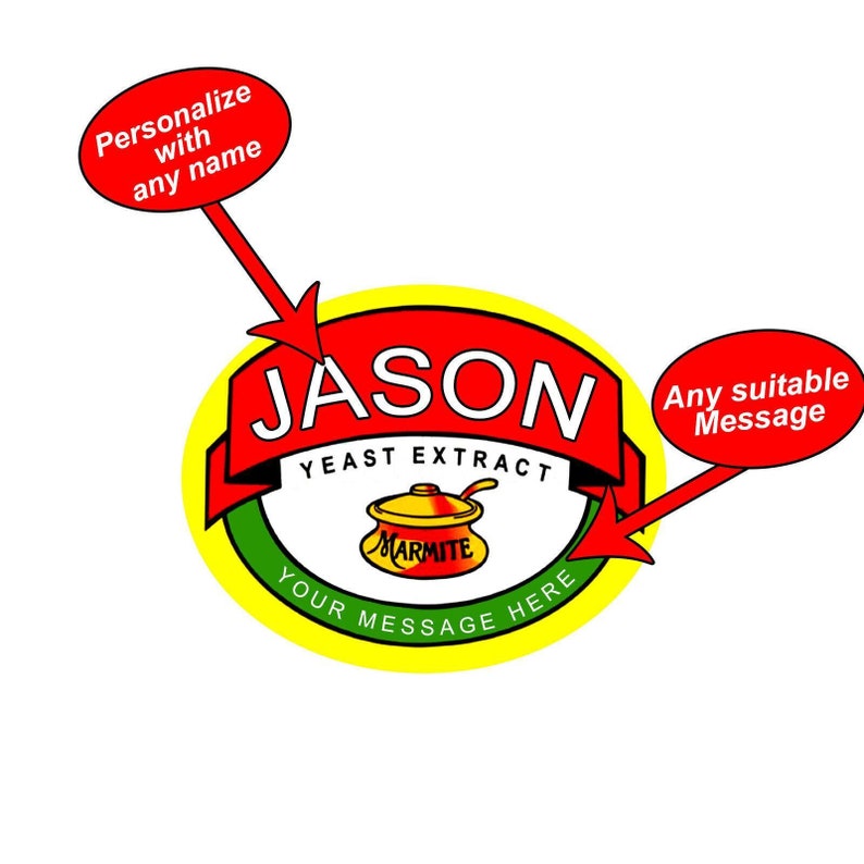 Personalised Customised Marmite Bottle Sticker Wrapper Jar Label for ...