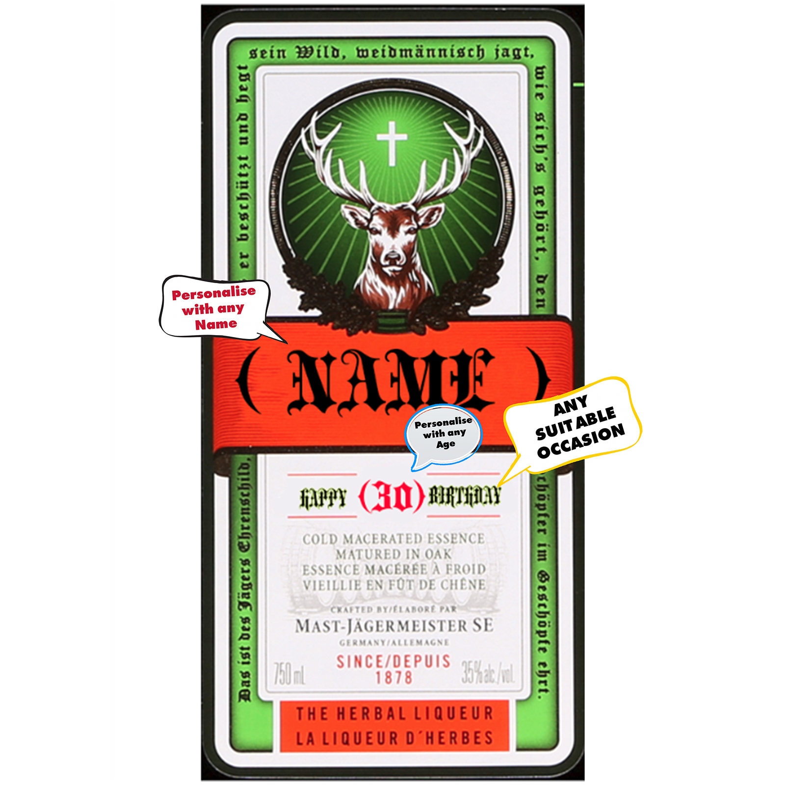 Personalised Sticker Bottle Label Jagermeister for Birthday Thank You ...