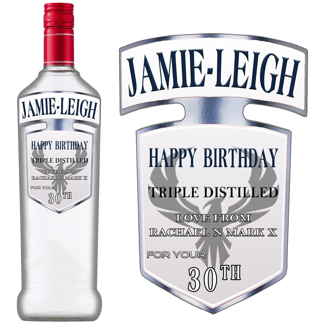 Personalised Customised White Sticker Label for Smirnoff Vodka Bottle ...