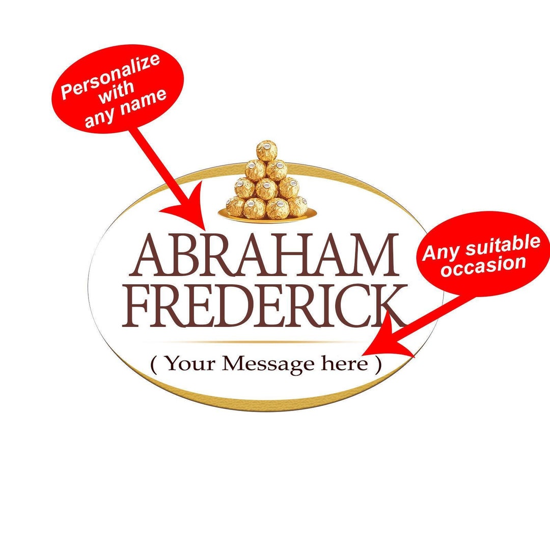 Personalised Wrapper Oval Sticker Label for Ferrero Rocher Chocolate ...