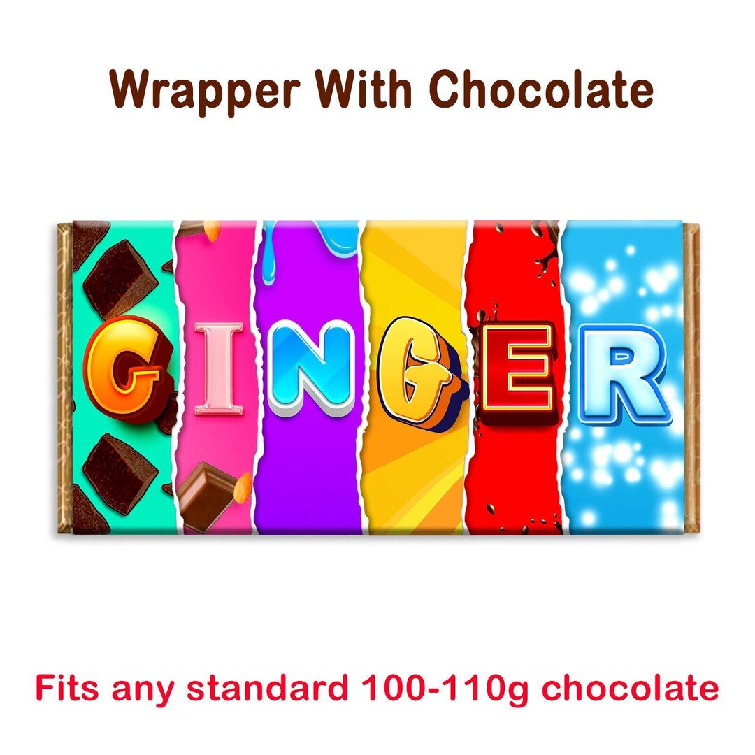 Ginger Funny Chocolate Bar Wrapper Novelty Gift Present for Birthday ...