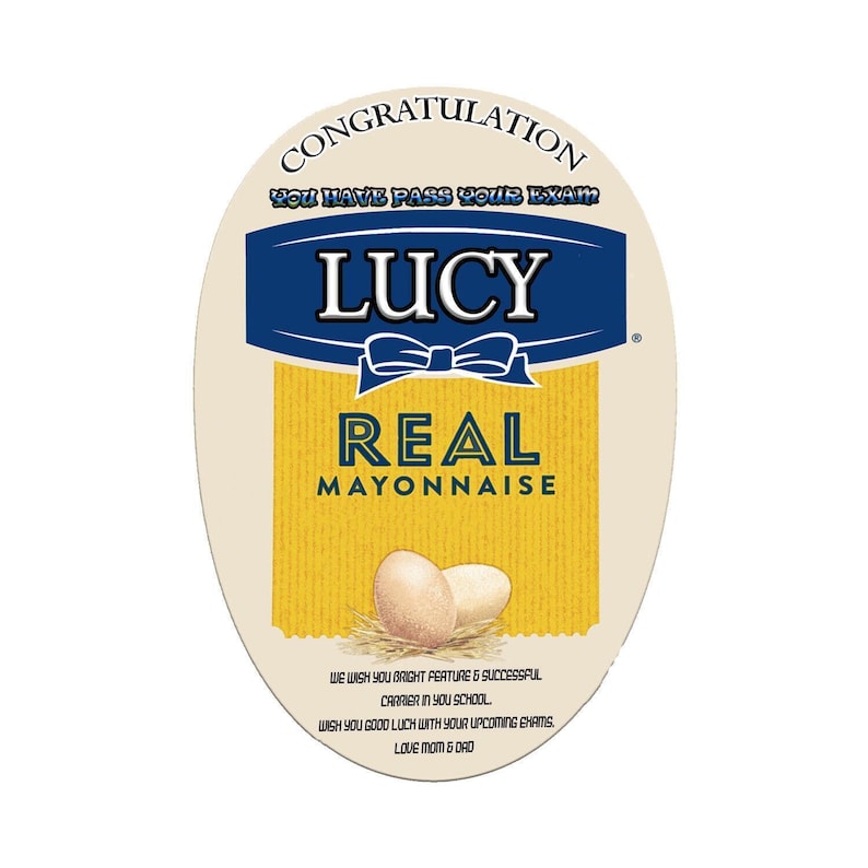 Personalised Customised Bottle Label Sticker for Hellmanns Real ...