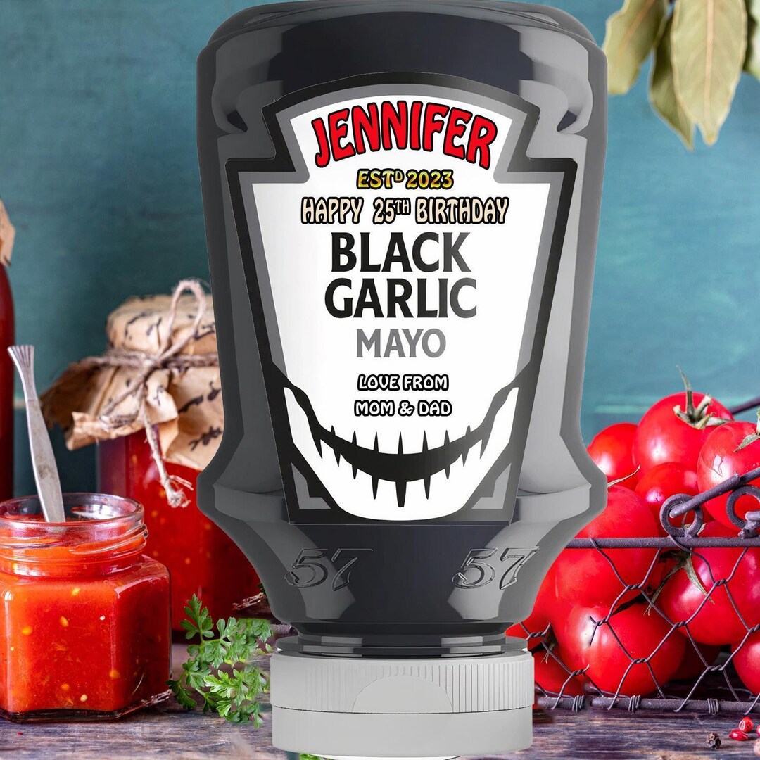 Personalised Customised Bottle Label Sticker for Heinz Black Garlic ...