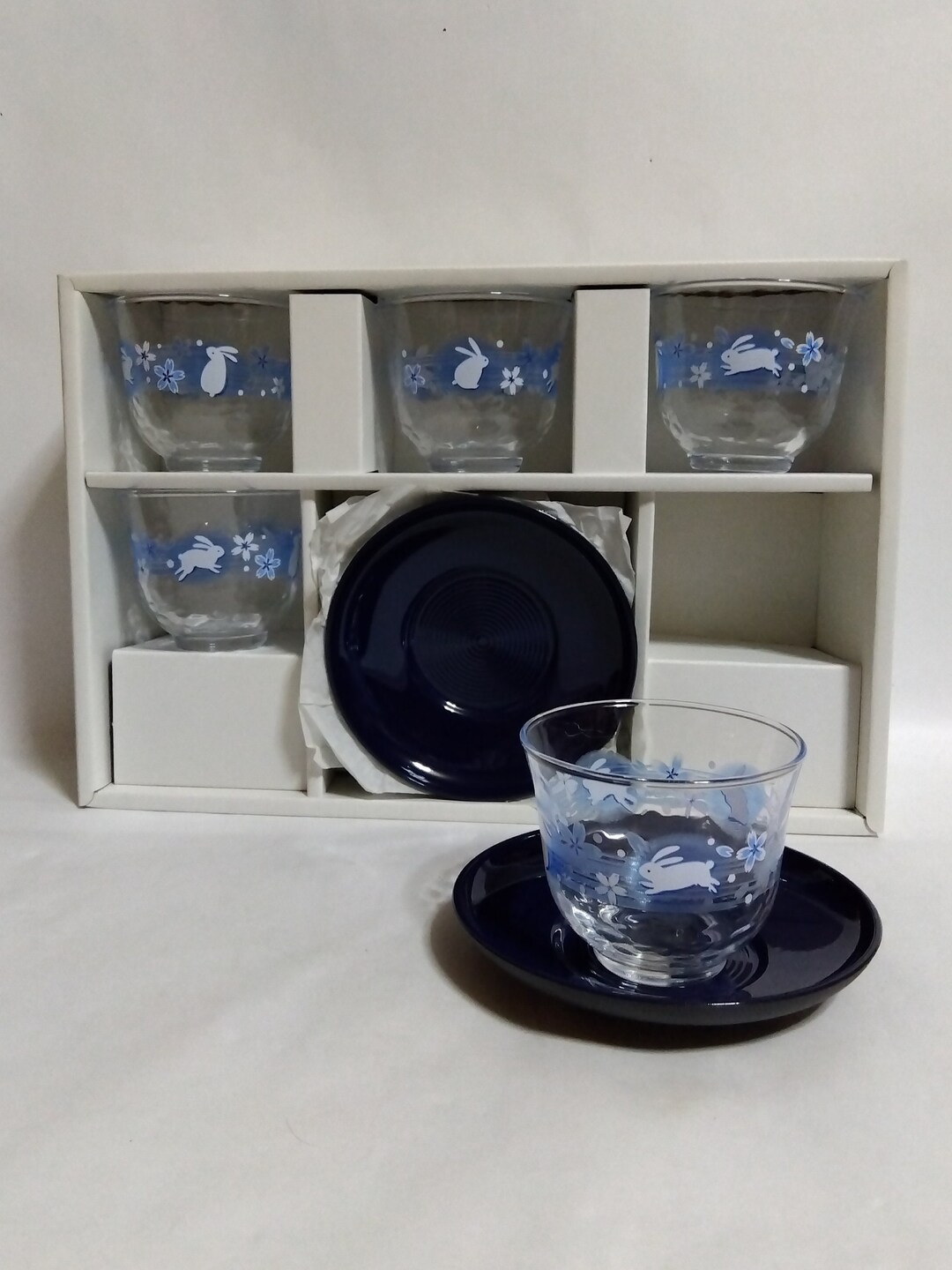 Set of Five Cups and Saucer / Rabbit and Sakura - Etsy