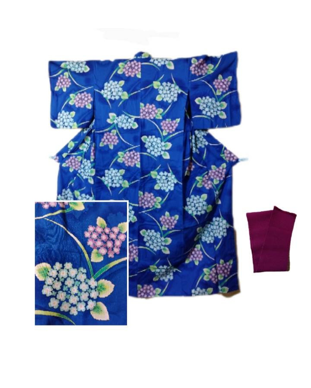 Set of Yukata and Obi Belt / Hydrangea Flowers - Etsy