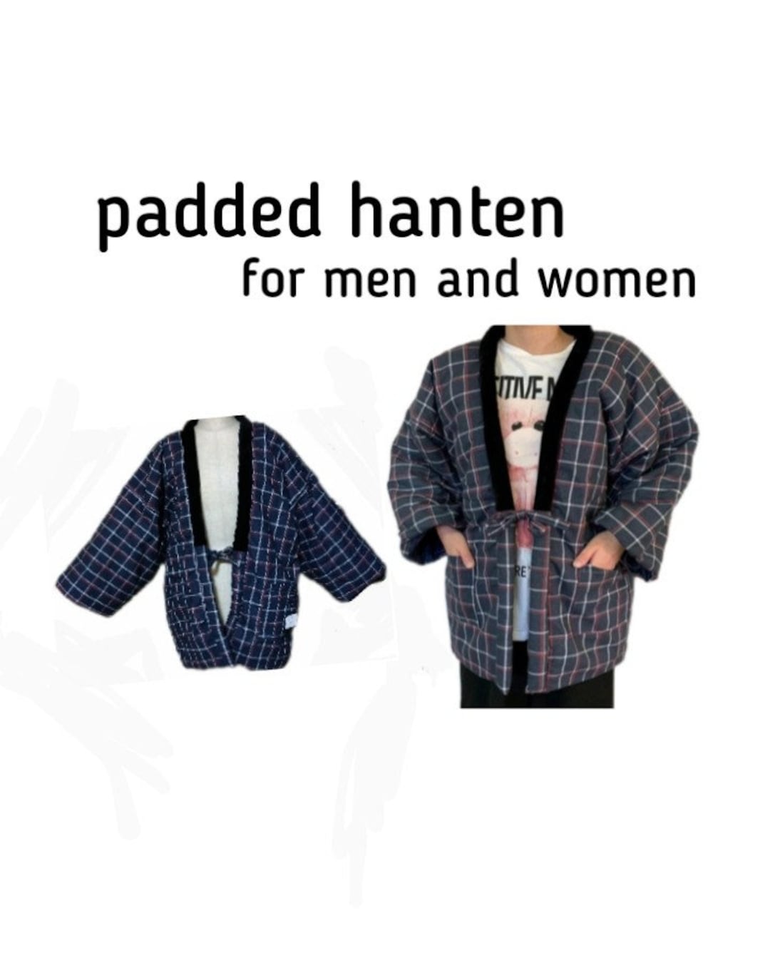 Hanten Jacket, Japanese Padded Winter Kimono / One-size-fits-all for ...