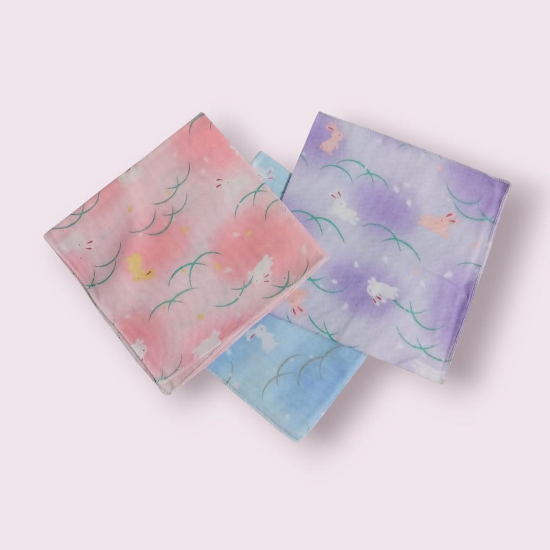 Japanese Rabbit Handkerchief, Three Colors / 100% Cotton Gauze - Etsy